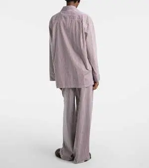 Dolce & Gabbana Striped Cotton And Silk Wide-leg Pants - Brown