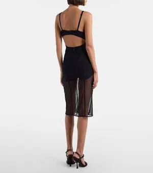 Dolce & Gabbana Ruched Sheer Tulle Midi Dress
