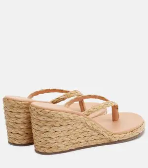 ANCIENT GREEK SANDALS Etheria Raffia Wedge Thong Sandals - Beige