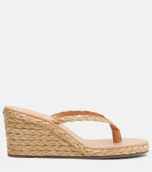 ANCIENT GREEK SANDALS Etheria Raffia Wedge Thong Sandals - Beige