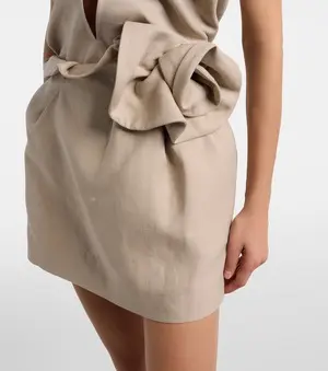 Magda Butrym Floral-appliqué Linen Miniskirt - Beige