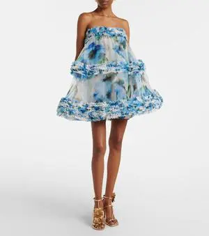 Zimmermann Alchemy Ruffled Silk Organza Minidress - Blue
