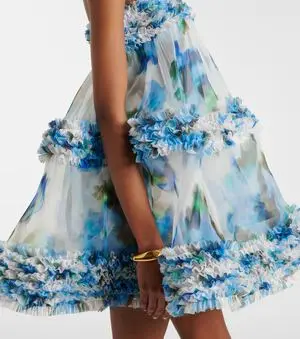 Zimmermann Alchemy Ruffled Silk Organza Minidress - Blue