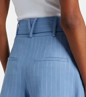 Veronica Beard Piper Striped Linen-blend Shorts - Blue