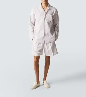 UMIT BENAN Julian Striped Cotton And Silk Shorts