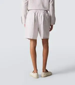 UMIT BENAN Julian Striped Cotton And Silk Shorts