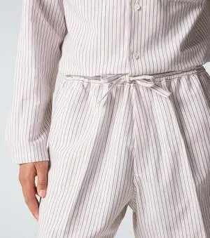 UMIT BENAN Julian Striped Cotton And Silk Shorts