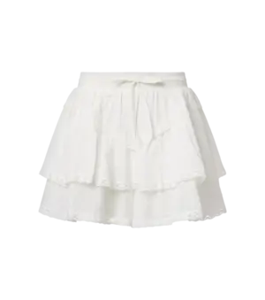 Poupette St Barth Thia Embroidered Tiered Cotton Shorts - White
