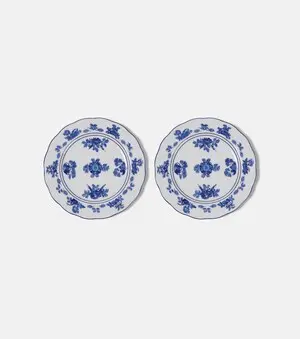 CABANA Gloria Set Of 2 Porcelain Dessert Plates - Blue