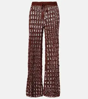 Anna Kosturova Crochet Wide-leg Pants - Brown