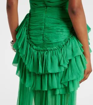 Dries Van Noten Ruffled Silk Muslin Maxi Skirt