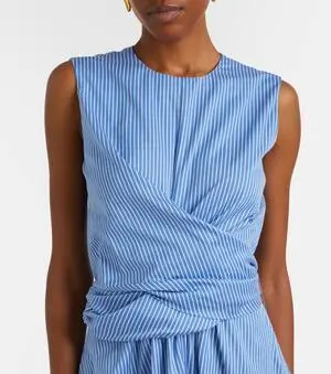 Altuzarra Penny Draped Striped Cotton Midi Dress - Blue