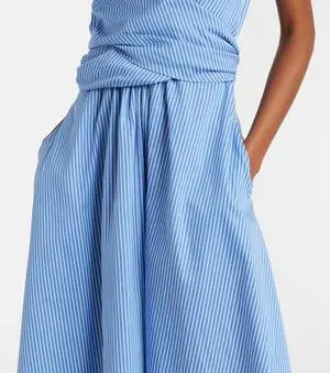 Altuzarra Penny Draped Striped Cotton Midi Dress - Blue
