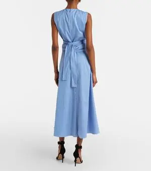 Altuzarra Penny Draped Striped Cotton Midi Dress - Blue