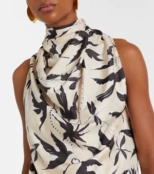 Altuzarra Sleary Draped Printed Silk Top - Beige