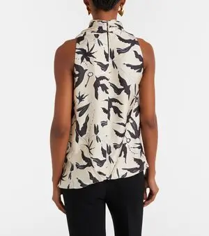 Altuzarra Sleary Draped Printed Silk Top - Beige