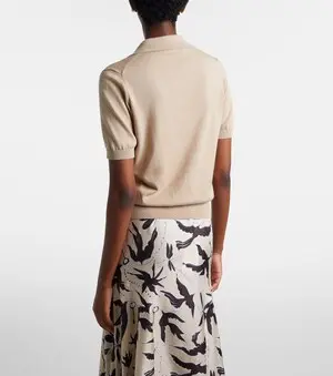 Altuzarra Clay Cropped Cotton And Silk Polo Sweater - Beige