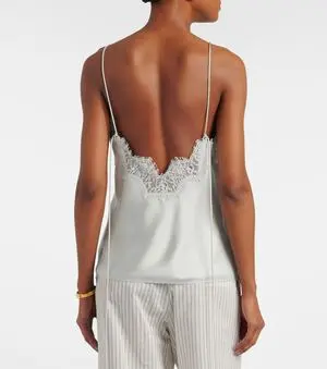 RÓHE Lace-trimmed Silk Top - Grey
