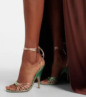 GIANVITO ROSSI Metallic Leather Slingback Sandals