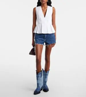 GANNI Denim Cowboy Boots - Blue
