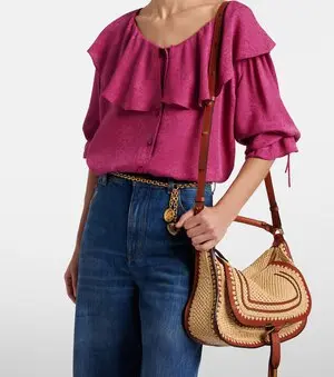 Chloé Marcie Small Raffia-effect Shoulder Bag