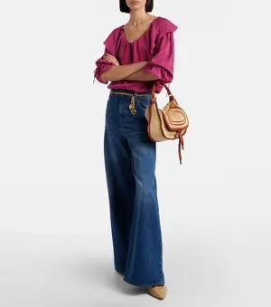 Chloé Marcie Small Raffia-effect Shoulder Bag