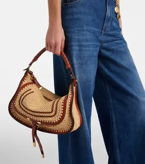 Chloé Marcie Small Raffia-effect Shoulder Bag