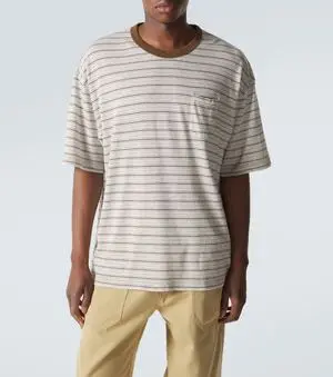 Visvim Mondo Border Wool And Cotton T-shirt - Grey