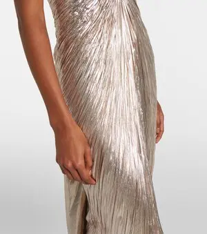 MARIA LUCIA HOHAN Mirren Silk-blend Chiffon Bustier Gown - Silver