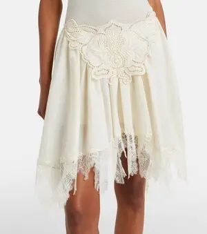 Blumarine Embroidered Lace-trimmed Miniskirt