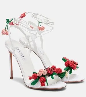 AQUAZZURA Botanica Raffia Trimmed Sandals - Multicoloured