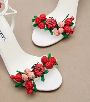 AQUAZZURA Botanica Raffia Trimmed Sandals