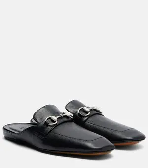 Gucci Ragazzo Horsebit Leather Mules - Black