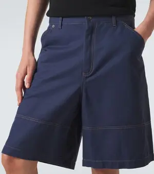 Moncler Cotton And Linen Gabardine Shorts