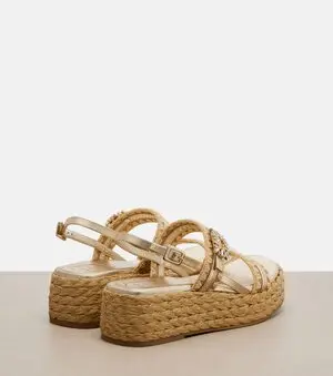 ROGER VIVIER Embellished Platform Espadrille Sandals