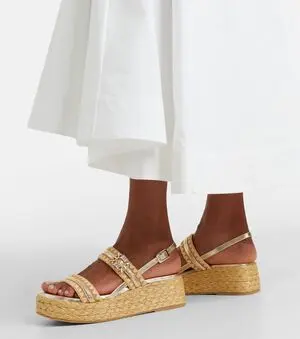 ROGER VIVIER Embellished Platform Espadrille Sandals