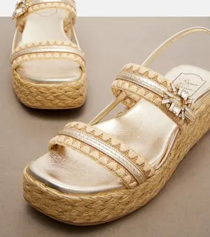 ROGER VIVIER Embellished Platform Espadrille Sandals