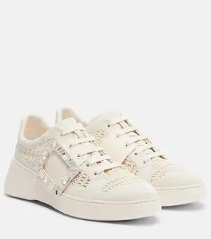 ROGER VIVIER Viv Skate Suede-trimmed Platform Sneakers - White