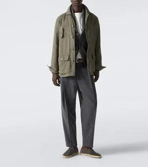 Brunello Cucinelli Jute-trimmed Suede Slip-on Shoes