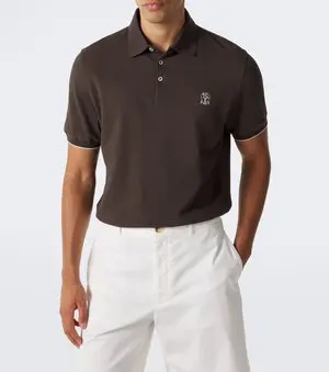 Brunello Cucinelli Logo Cotton Piqué Polo Shirt - Brown