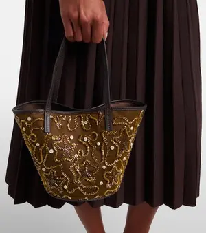 Staud Caro Embellished Canvas Tote Bag