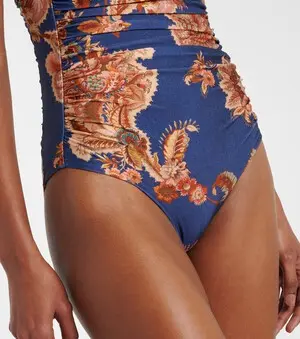 Zimmermann Aster Printed Halterneck Swimsuit - Blue