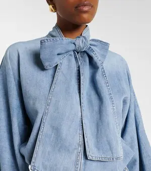 Zimmermann Indra Tie-neck Denim Blouse - Blue