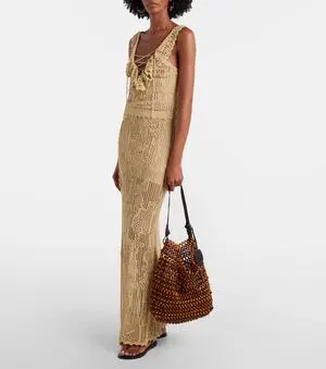 Staud Drift Beaded Leather-trimmed Tote Bag