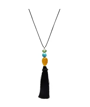 JENNIFER BEHR Izzie Tassel Embellished Necklace - Black