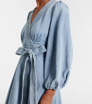 Zimmermann Indra Denim Wrap Dress - Blue