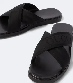 Gucci Logo Jacquard Sandals - Black