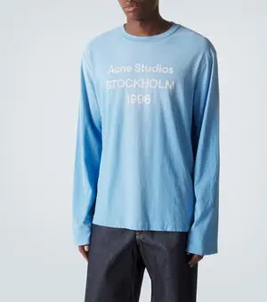 Acne Studios Distressed Cotton-blend Jersey T-shirt - Blue