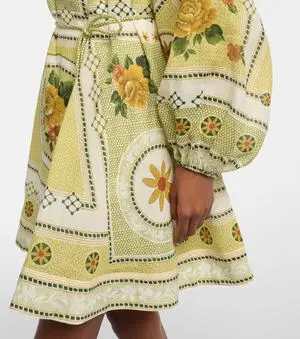 ALEMAIS Dixie Belted Printed Ramie Minidress - Yellow