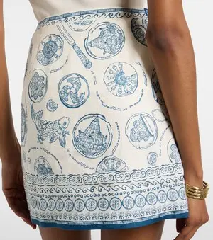 ALEMAIS Printed Linen Miniskirt - Blue